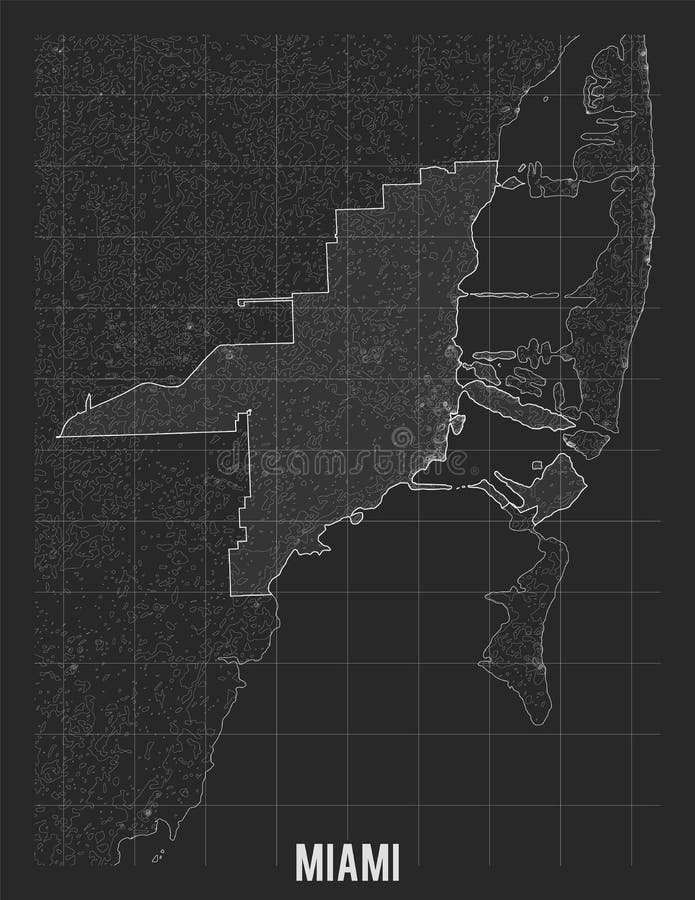 City Map of Miami. Vector Elevation Map of Town. Generated Conceptual ...