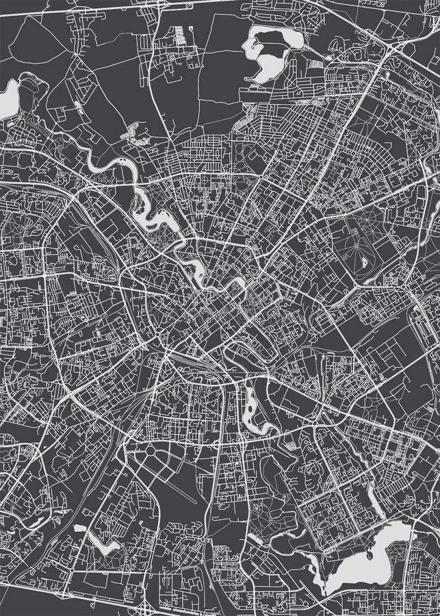 City Map Minsk, Monochrome Detailed Plan, Vector Illustration Stock ...
