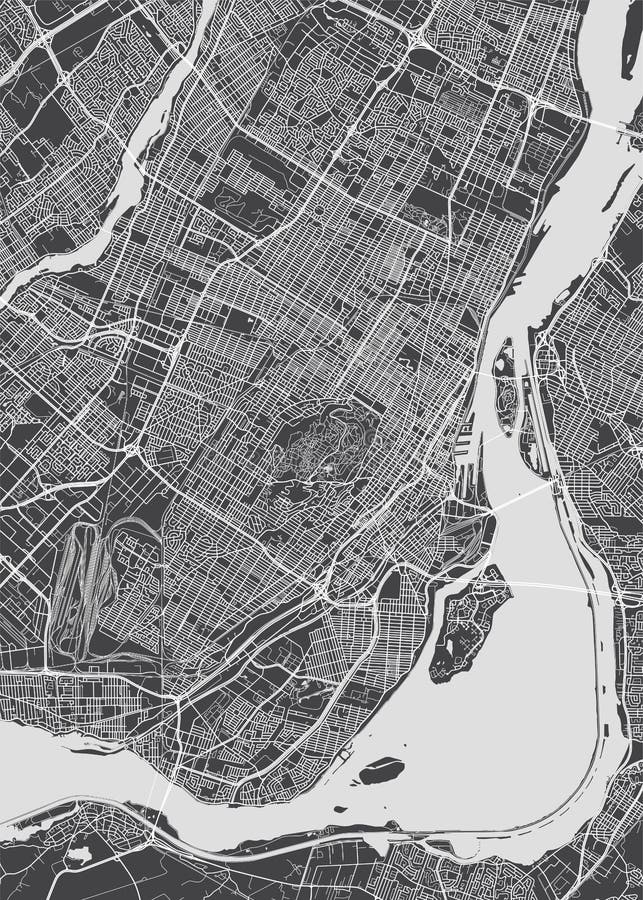 City Map Montreal, Monochrome Detailed Plan, Vector Illustration Stock ...