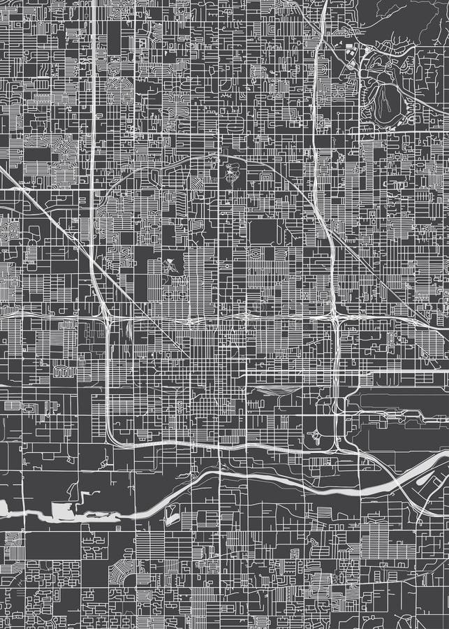 City Map Phoenix, Monochrome Detailed Plan, Vector Illustration Stock ...