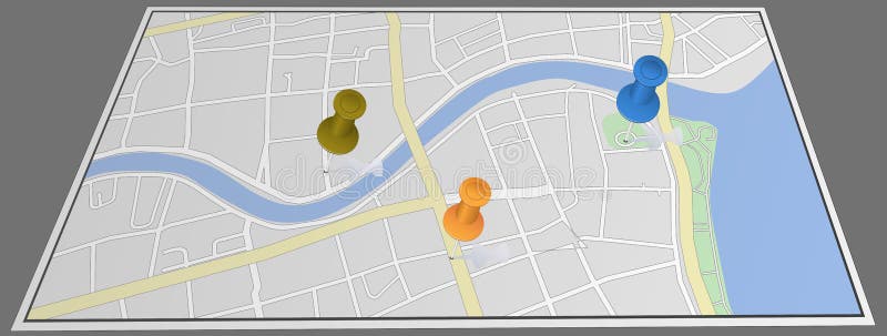 City map with pins stock vector. Illustration of business - 56383259