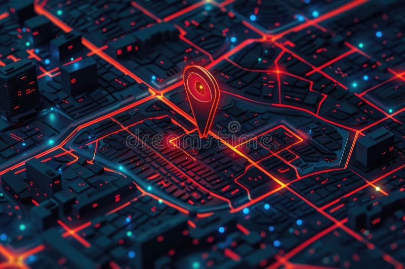 A City Map with a Red Pin, Perfect for Navigation Apps and Travel Blogs ...