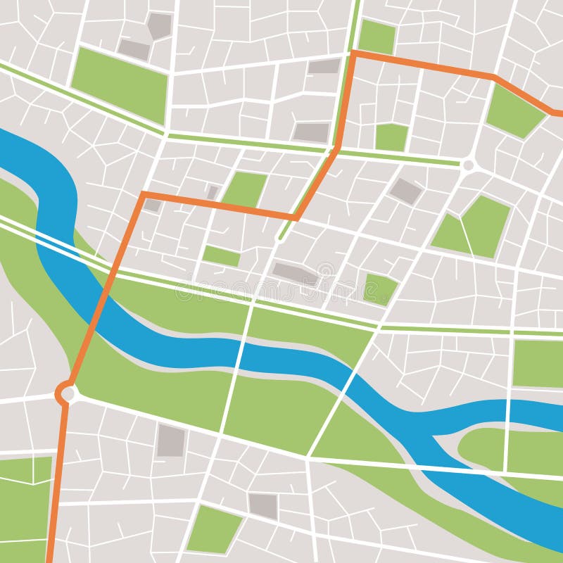 City map with a river. stock vector. Illustration of town - 98833817