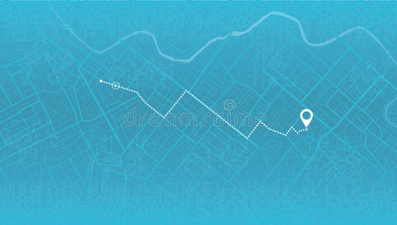 City Map with Route Marked by White Line. Perspective View on Gps ...