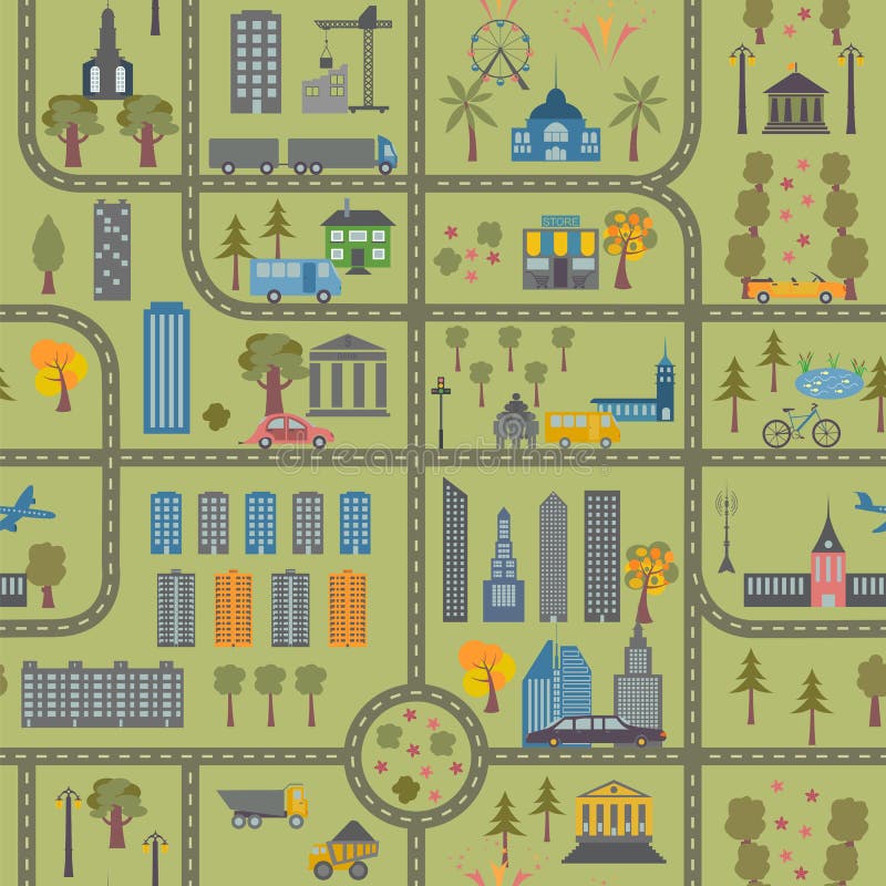 City map seamless pattern stock vector. Illustration of isometric ...