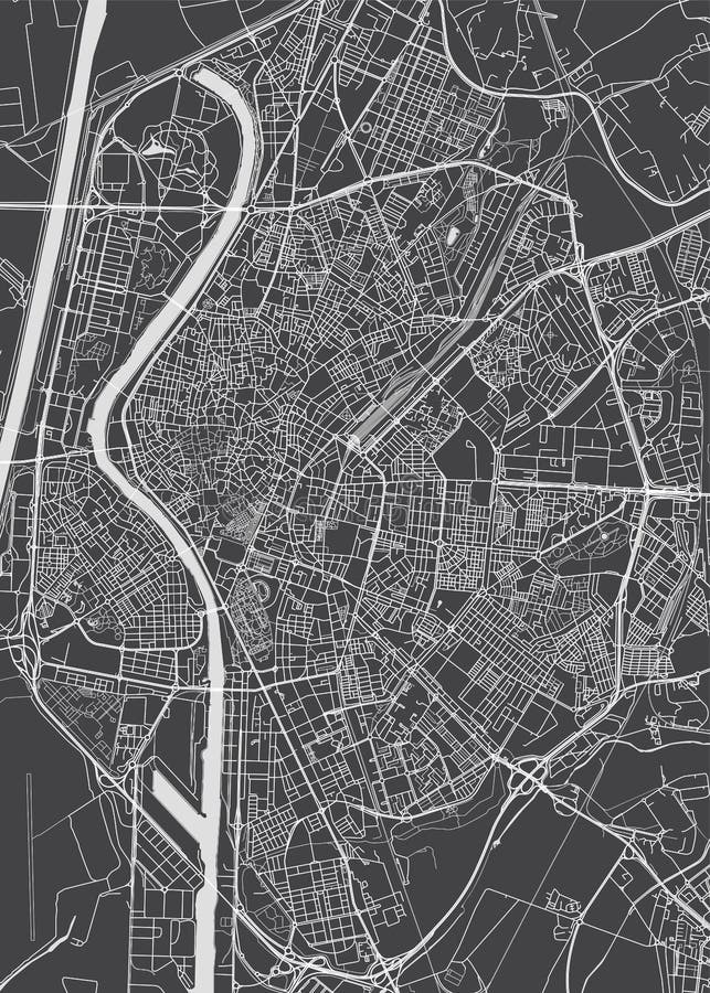 City Map Seville, Monochrome Detailed Plan, Vector Illustration Stock ...