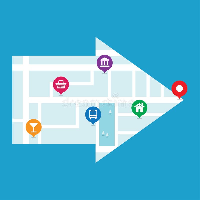 City map in shape arrow stock vector. Illustration of element - 49895241