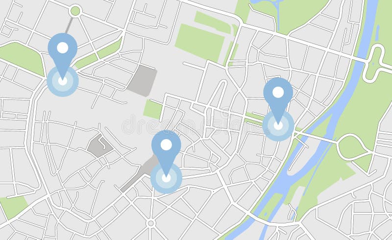 City Map with Some Location Tags Stock Vector - Illustration of ...