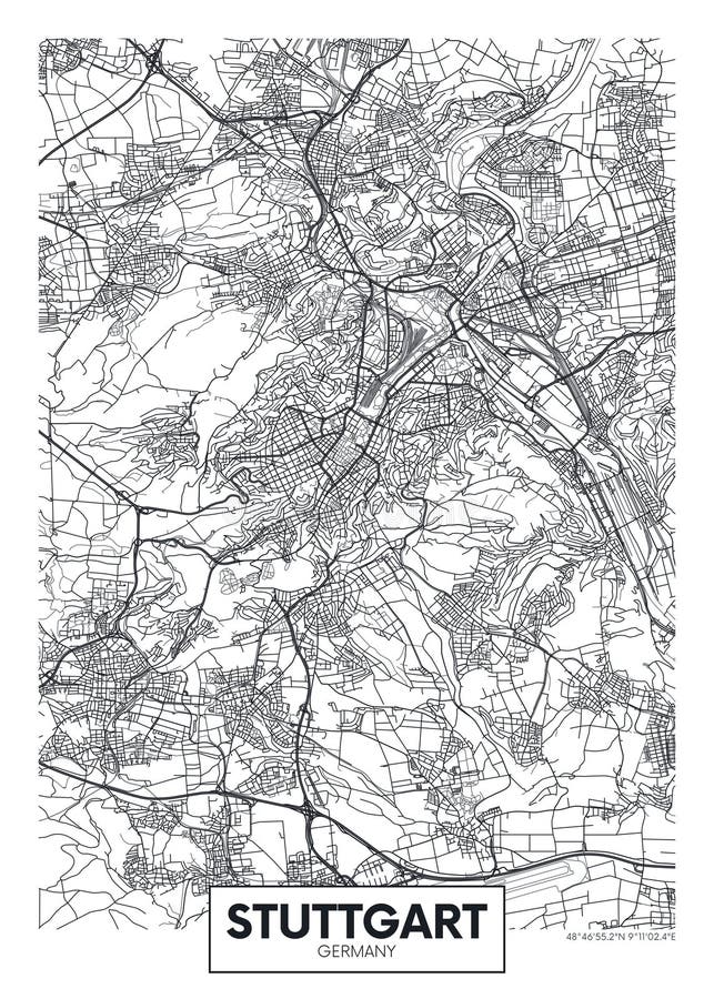 City Map Stuttgart, Travel Vector Poster Design Stock Illustration ...