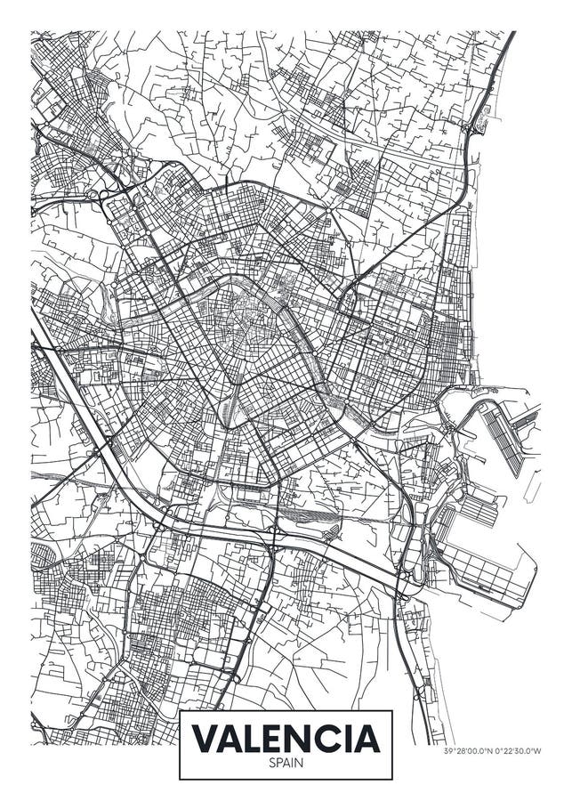 City Map Valencia, Travel Vector Poster Design Stock Vector ...