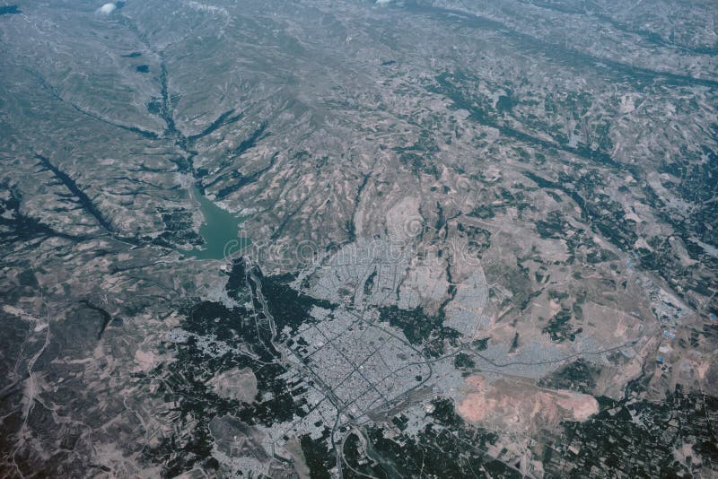 City Map View. Middle East Village Airplane View Stock Photo - Image of ...