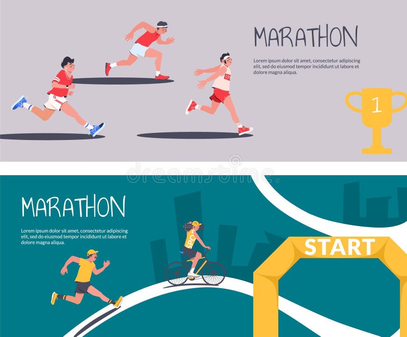 City Marathon Banners in Flat Design Stock Illustration - Illustration ...