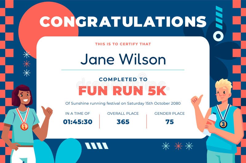 City Marathon Certificate in Flat Design Stock Illustration ...