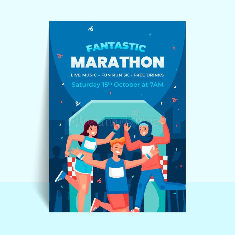 City Marathon Poster in Flat Design Stock Illustration - Illustration ...