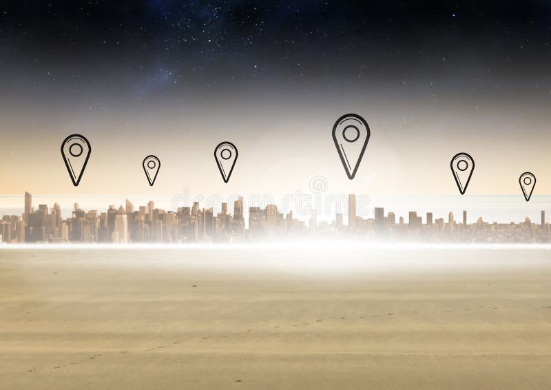 City Map with Marker stock vector. Illustration of information - 30456567