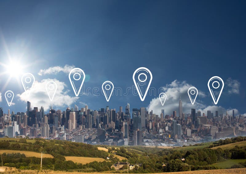 City Map with Marker stock vector. Illustration of information - 30456567