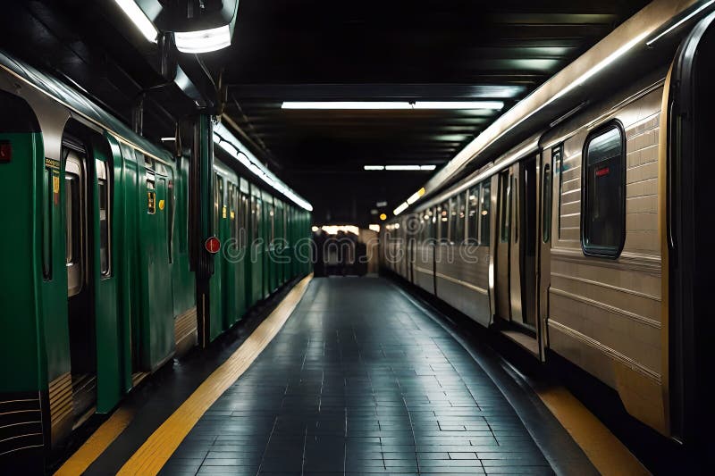 Image is Generated Using AI. Subway Train at the Station. Stock ...
