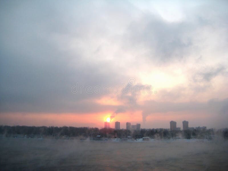 City in the mist stock image. Image of krasnoyarsk, mist - 65507425