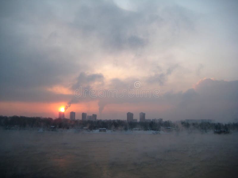 City in the mist stock photo. Image of morning, river - 65507692