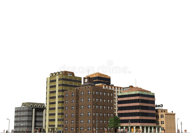 City Modern Buildings Isolated on White Background 3d Illustration ...