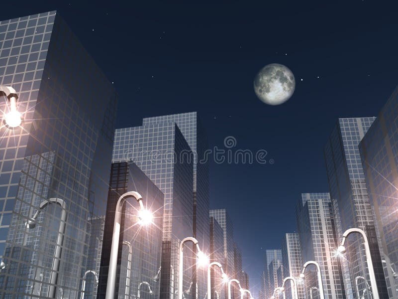 City moonlight stock illustration. Illustration of city - 1619875