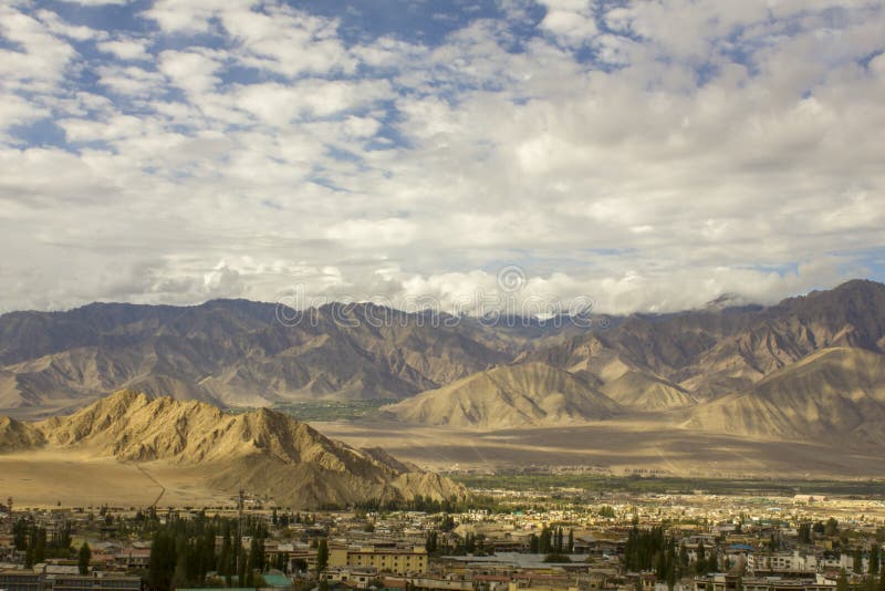 A City in the Mountainous Himalayan Valley in the Afternoon Stock Photo ...