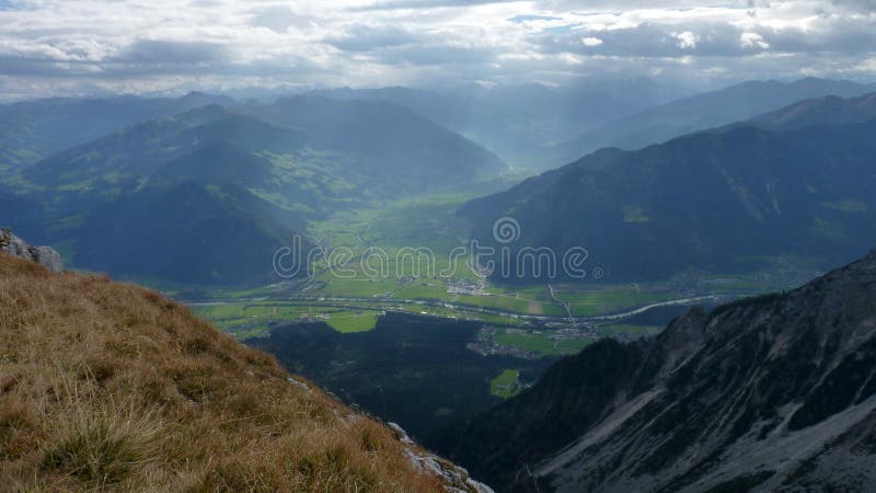 City in the Mountainous Valley Stock Photo - Image of aerial, road ...
