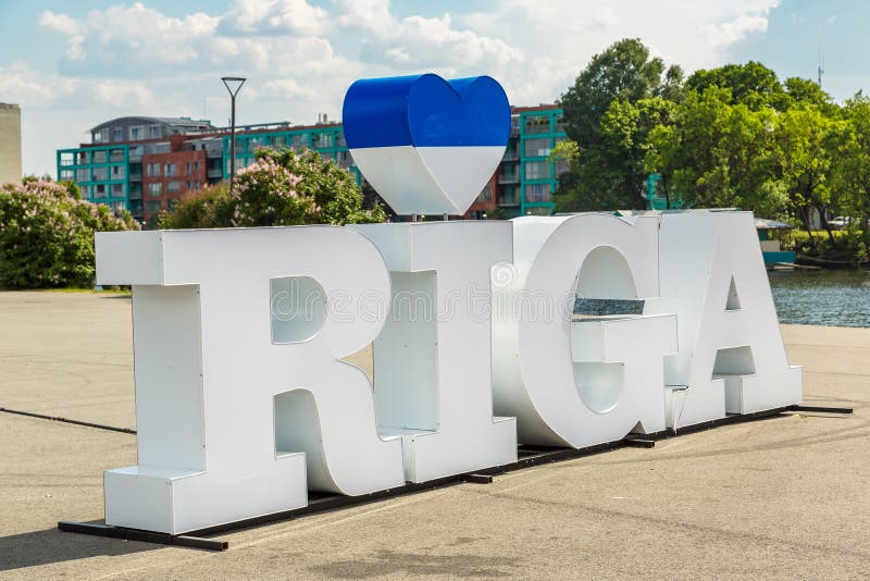 City name sign in Riga stock photo. Image of country - 190347312
