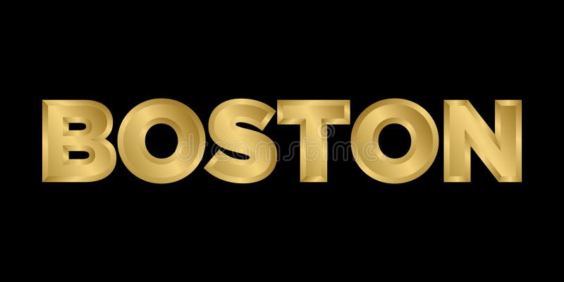 Boston City Name Gold Color on Black Stock Vector - Illustration of ...