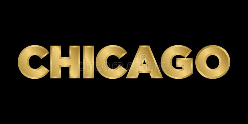 Chicago City Name Gold Color on Black Stock Vector - Illustration of ...