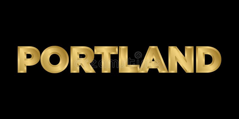 City Name Portland Gold Color on Black Stock Vector - Illustration of ...