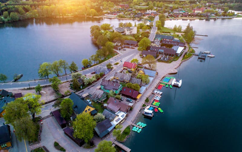 City near lake stock image. Image of trakai, lakes, lithuanian - 147863897