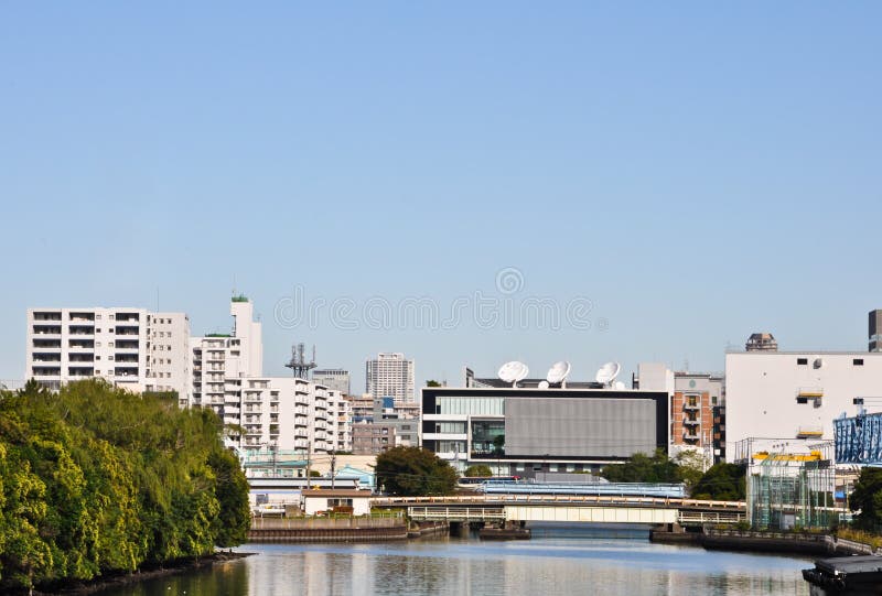 City near river stock image. Image of blue, transportation - 20694277