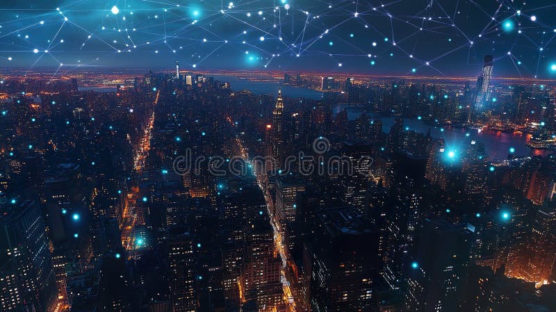 City Network Connections Technology Concept Modern Connected World View ...