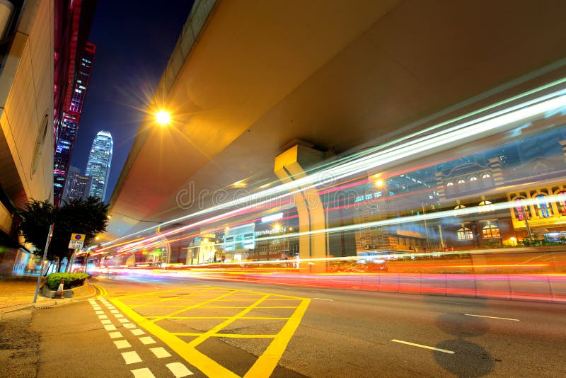 City in Night with Busy Traffic Stock Photo - Image of long, road: 26444150