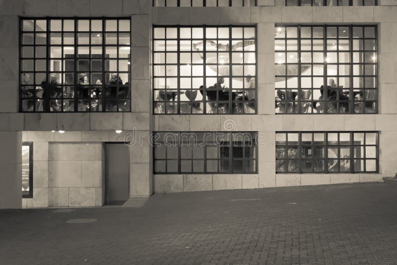 City at Night - Diners in Restaurant Cafe through Window Editorial ...