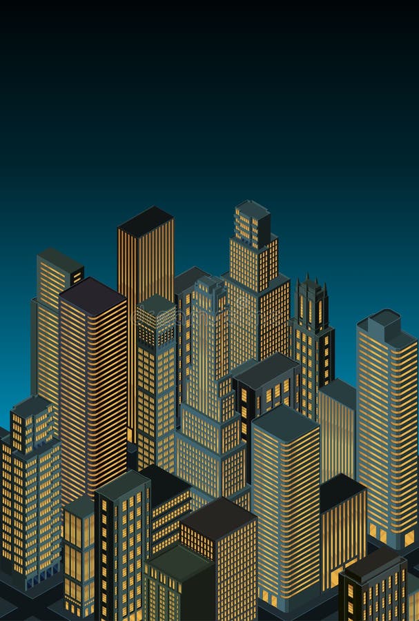 City at Night -isometric Perspective- Vector Stock Vector ...