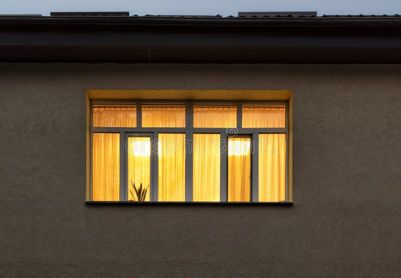 City Night with Light in Window Stock Photo - Image of yellow, home ...