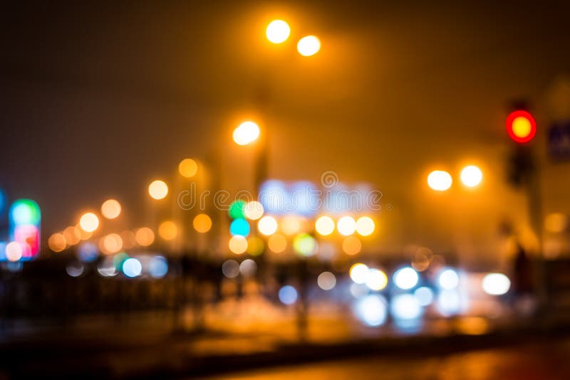 City Night Lights, Night Avenue and Stretching into the Distance Lights ...