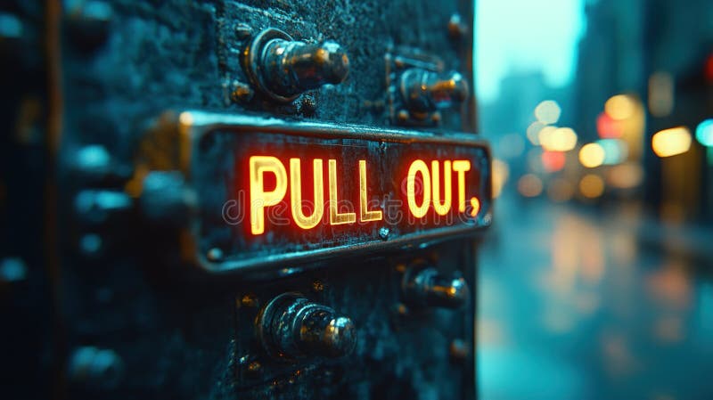 City Night, Metal Pull-out Sign, Buttons, Warning Stock Image - Image ...