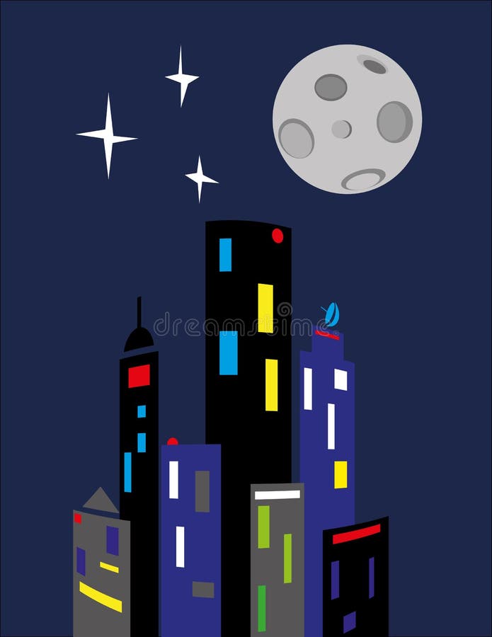City at Night stock illustration. Illustration of cityscape - 61259295