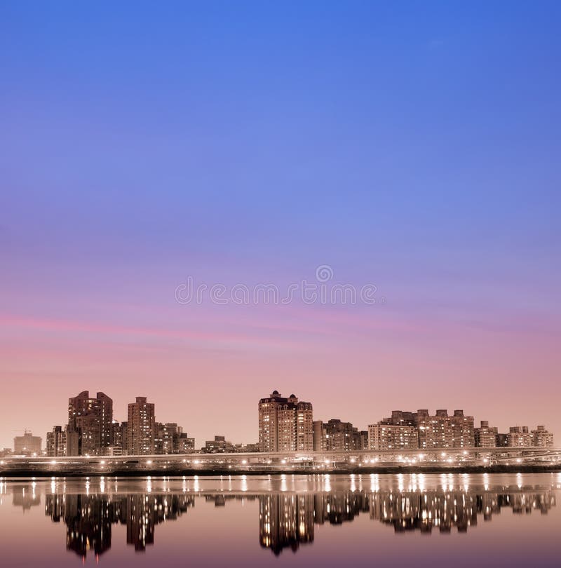City Night with Orange Light Stock Photo - Image of commercial, asia ...