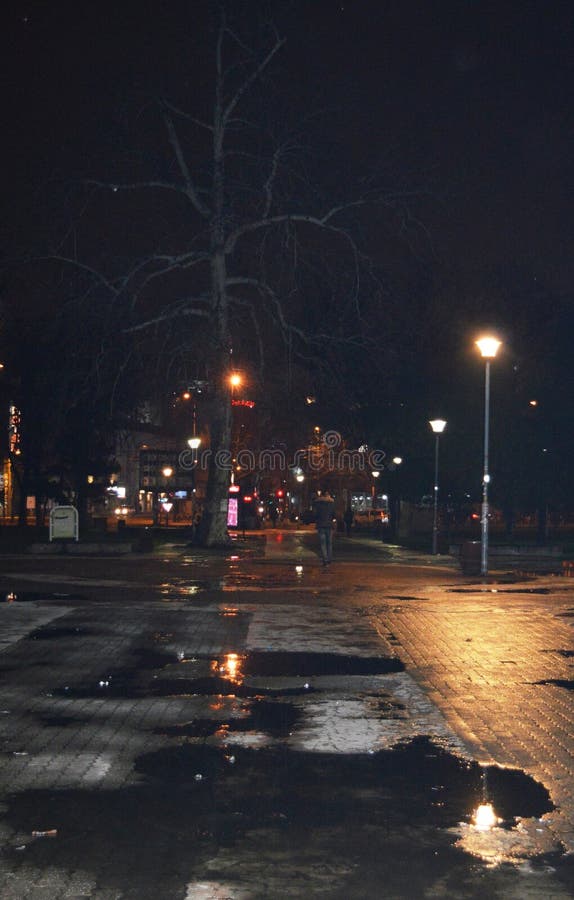 City at night after rain stock photo. Image of people - 113171732