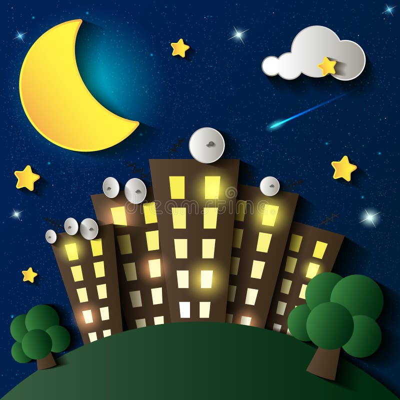 City at night. stock vector. Illustration of streets - 75926952