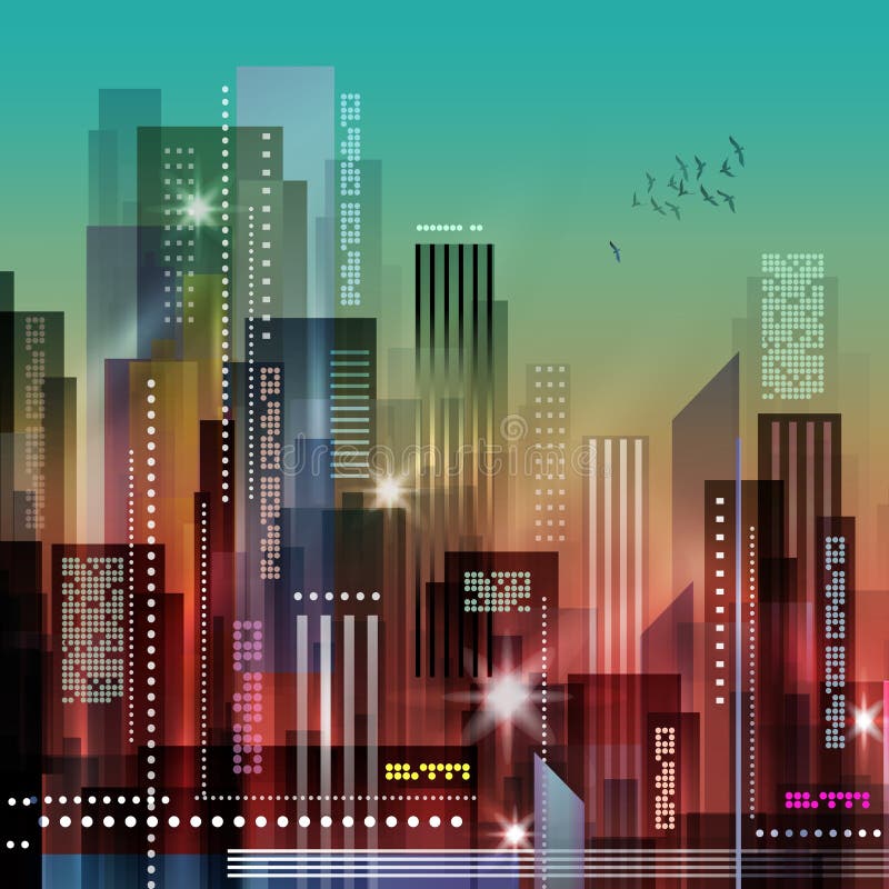 City at night stock vector. Illustration of business - 79049834