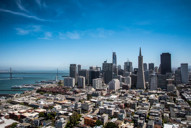 City and Ocean View Landscape Stock Photo - Image of landmark, area ...