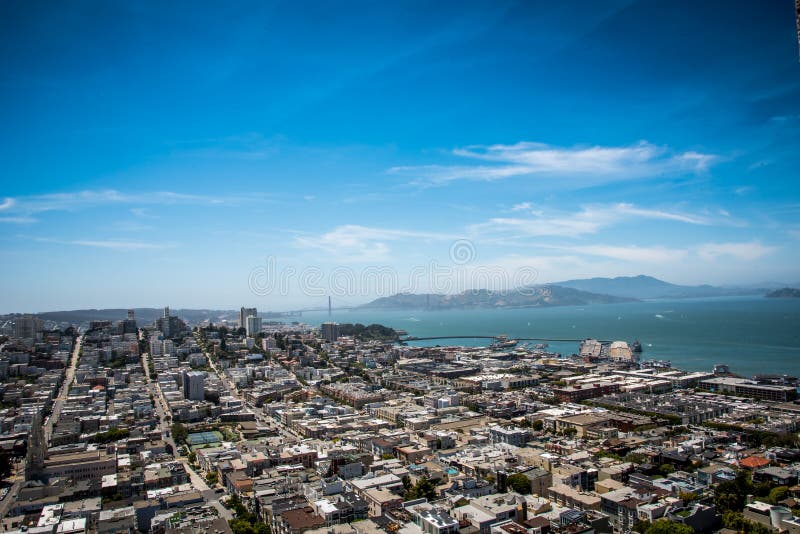 City and Ocean View Landscape Stock Image - Image of business ...