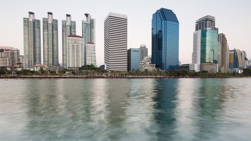 City Office Building with Water Reflection Stock Photo - Image of city ...
