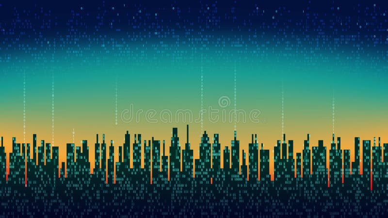 The City Online. Abstract Futuristic Digital City, Cloud Connected ... The City Online. Abstract Futuristic Digital City, Cloud Connected ...