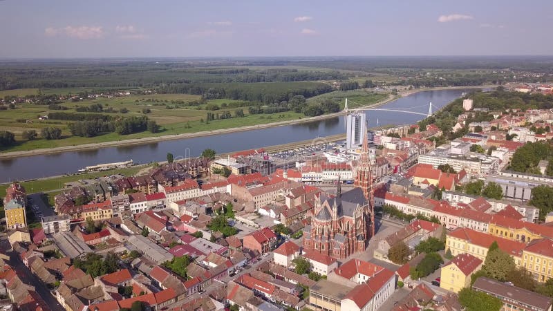 City of Osijek Aerial Panoramic View Stock Video - Video of canyon ...